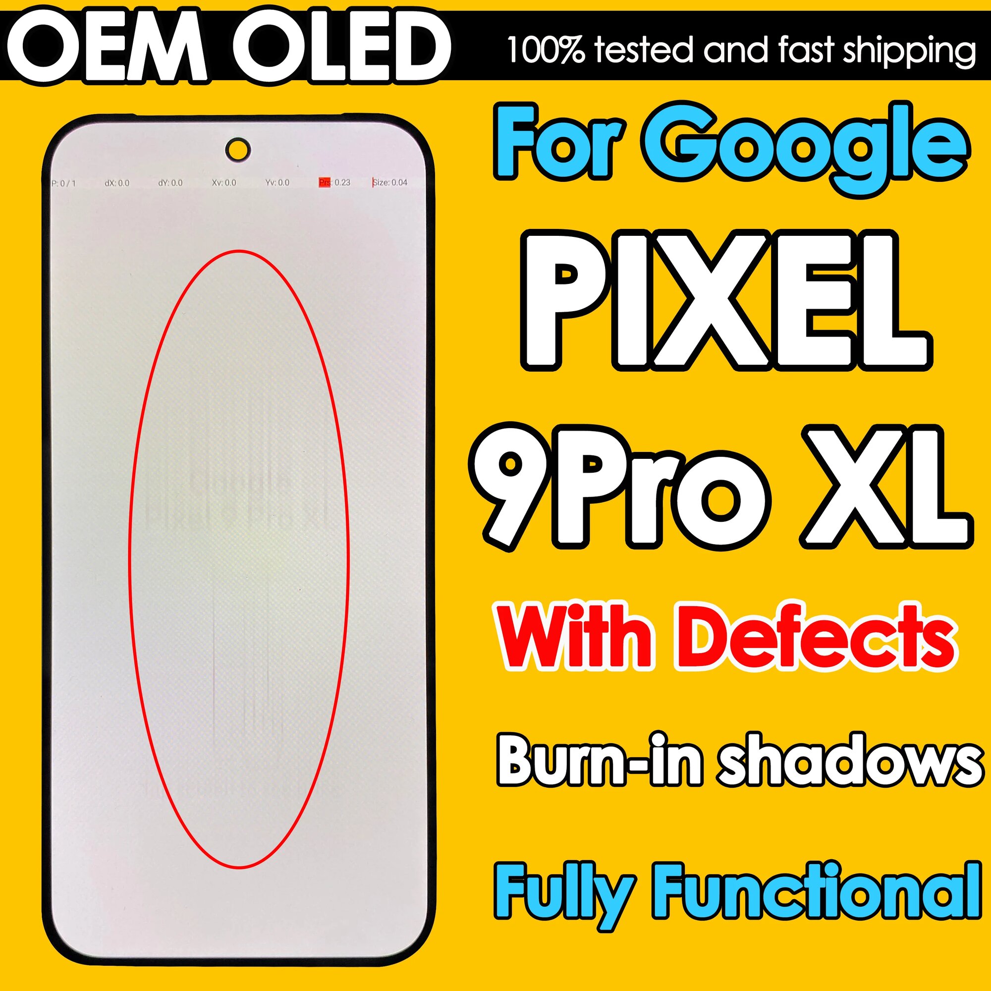 Дисплейный модуль с тачскрином для Google Pixel 9 Pro XL, 120 Гц OLED, OEM, с функцией Burn-in, для замены экрана мобильного телефона