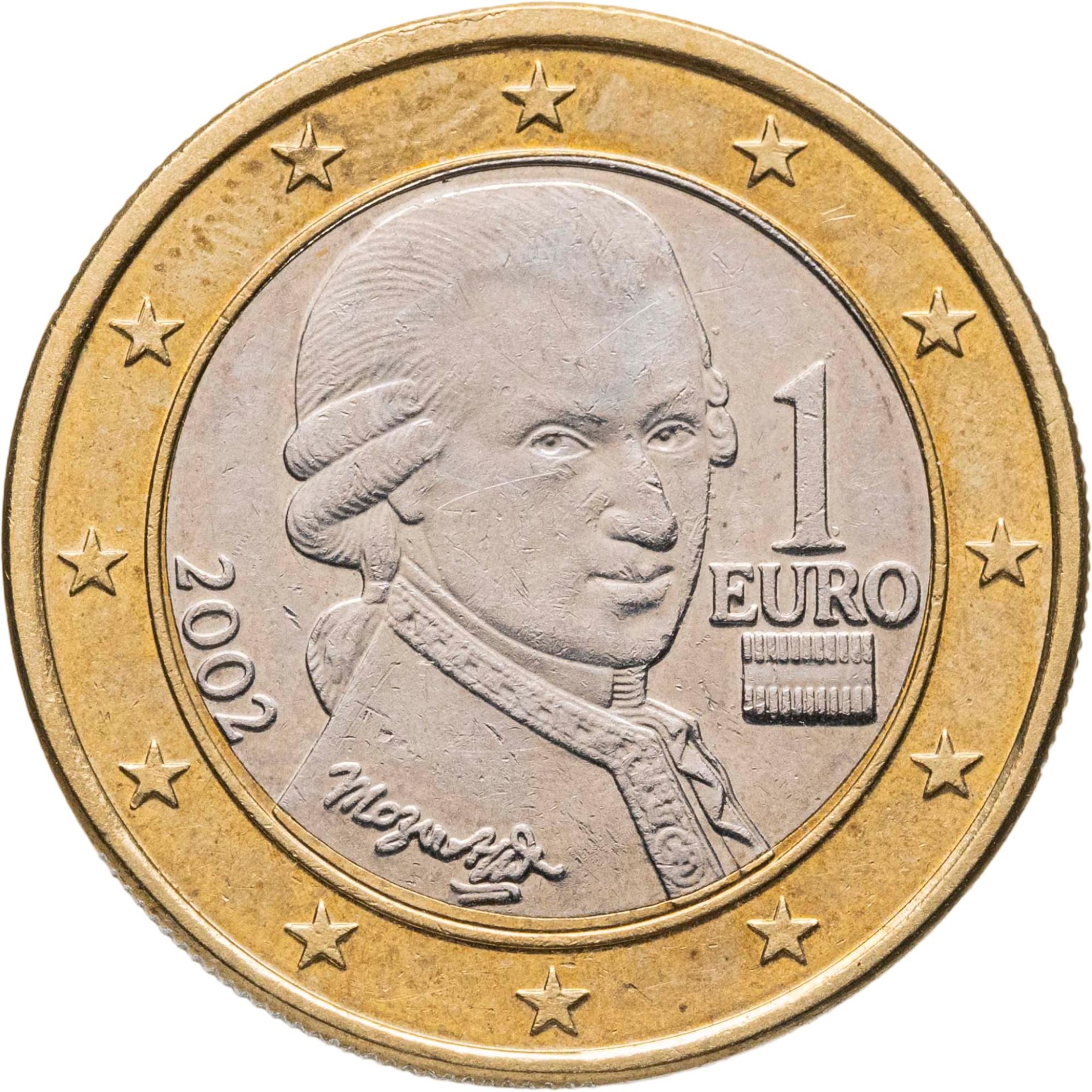 Австрия 1 euro евро 2002, Биметалл, в сохранности AU