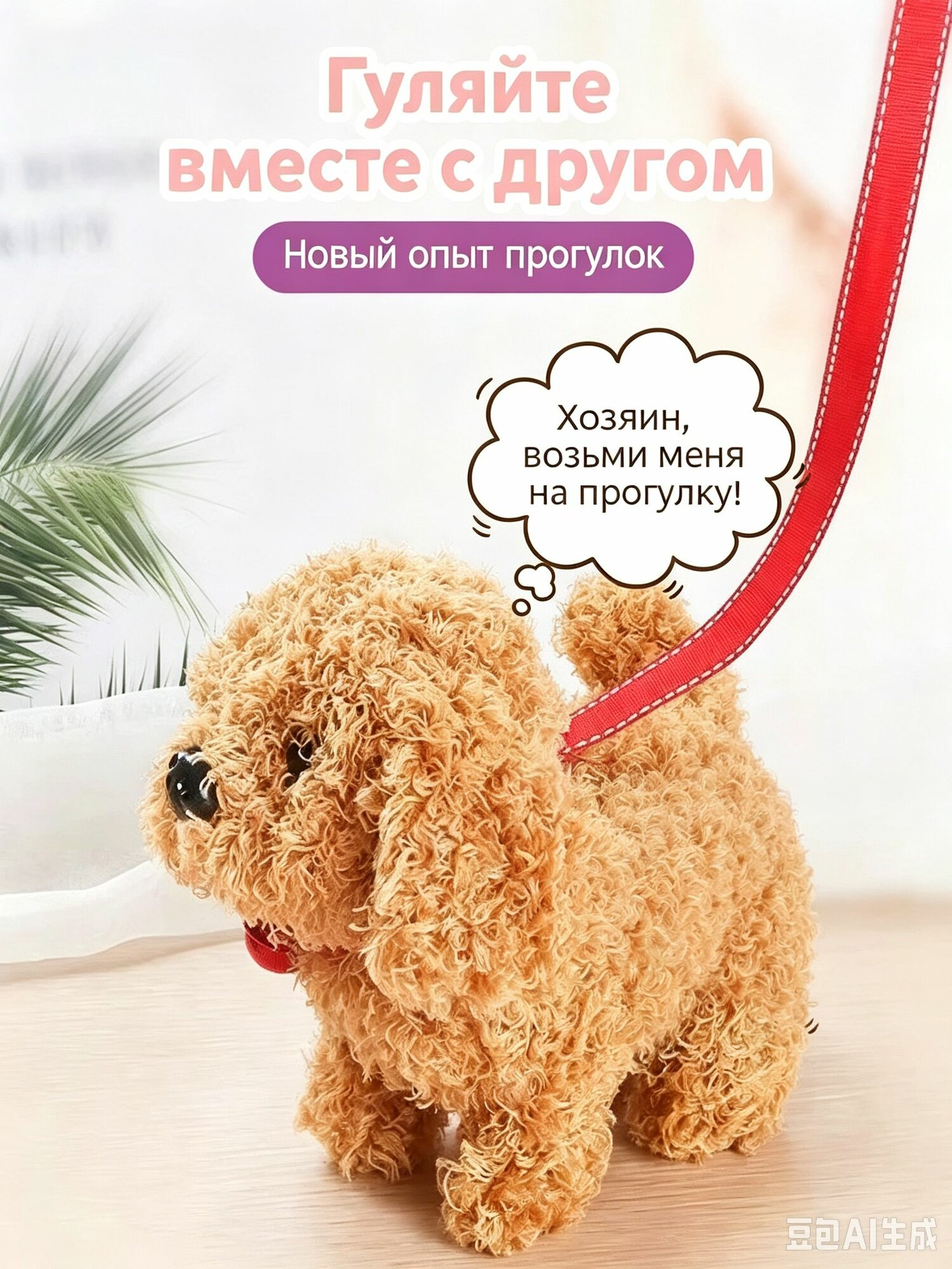 Электронная мягкая игрушка собака, ходит, лает, виляет хвостом, для детей