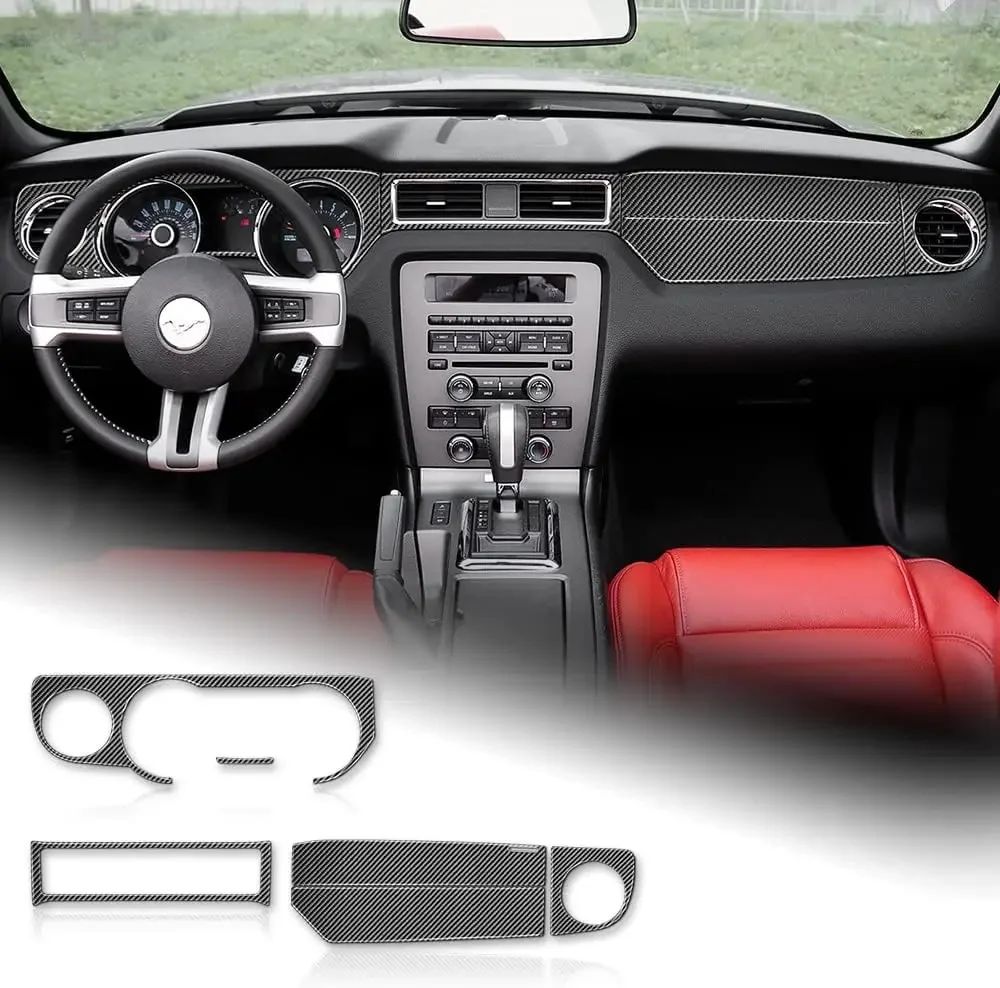 Наклейка на панель приборов из настоящего карбона для Ford Mustang 2010 2014, декоративная накладка на вентиляционные дефлекторы, черный интерьерный тюнинг