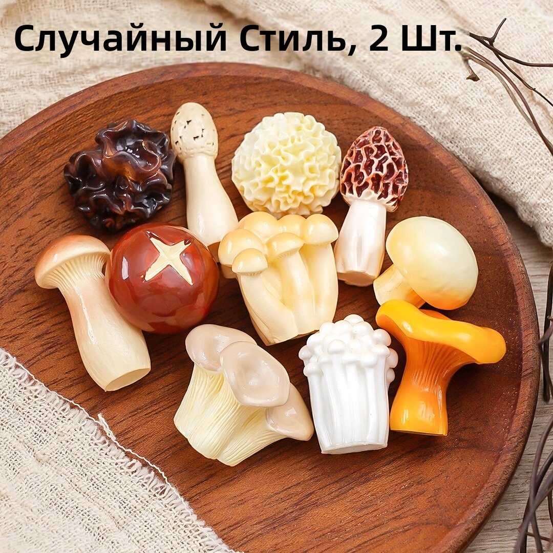 Имитация съедобных миниатюрных грибов: шиитаке, серебристый гриб и черный древесный гриб — декоративные аксессуары для ландшафтного дизайна и миниатюрных украшений, 2 шт.