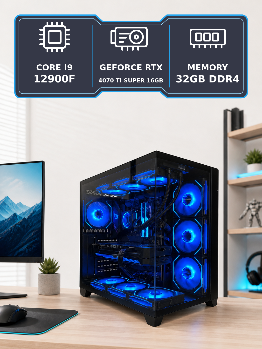 Игровой компьютер (системный блок) Intel Core i9-12900F / NVIDIA GeForce RTX 4070 Ti SUPER (16 Гб) / 32GB DDR4 / SSD 1.5TB / 800W