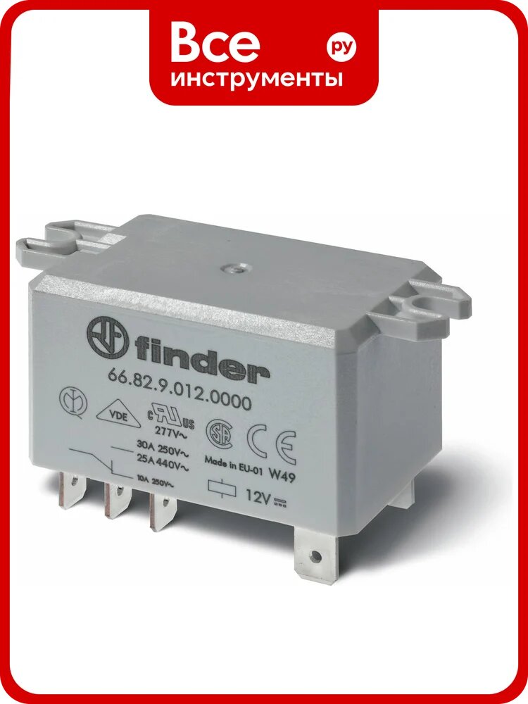 Силовое реле Finder 2 CO конт. 30а, 110в Dc; подключение через fAston, фланц монтаж 668291100000