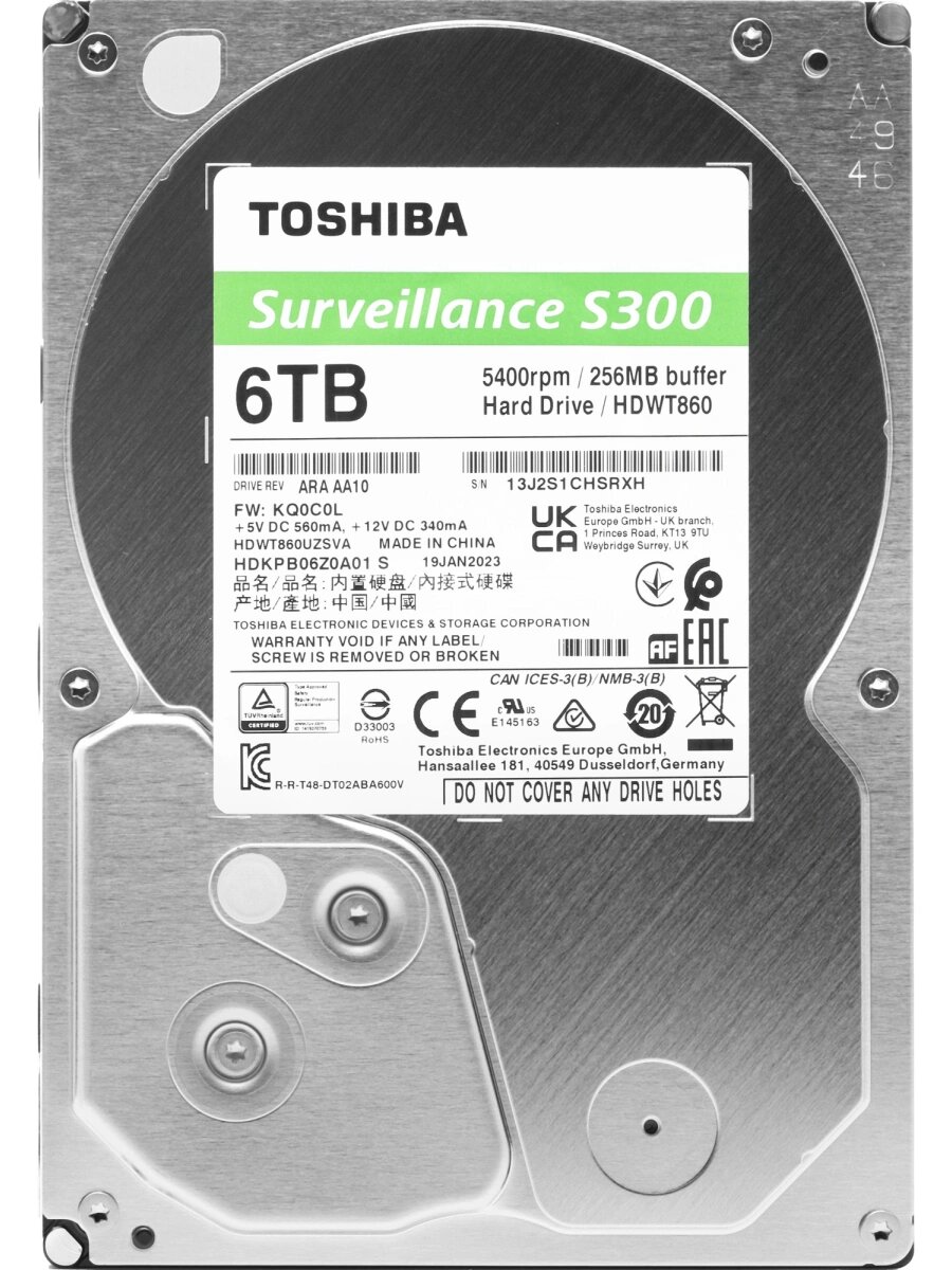 Жесткий диск 6TB Toshiba SATA-III HDWT860UZSVA S300 5400rpm 3.5"