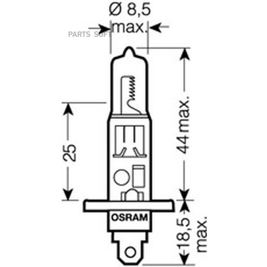 Лампа 24 В H1 70 Вт дальнего света галогенная блистер Osram (бл.) OSRAM 6415501B | цена за 1 шт