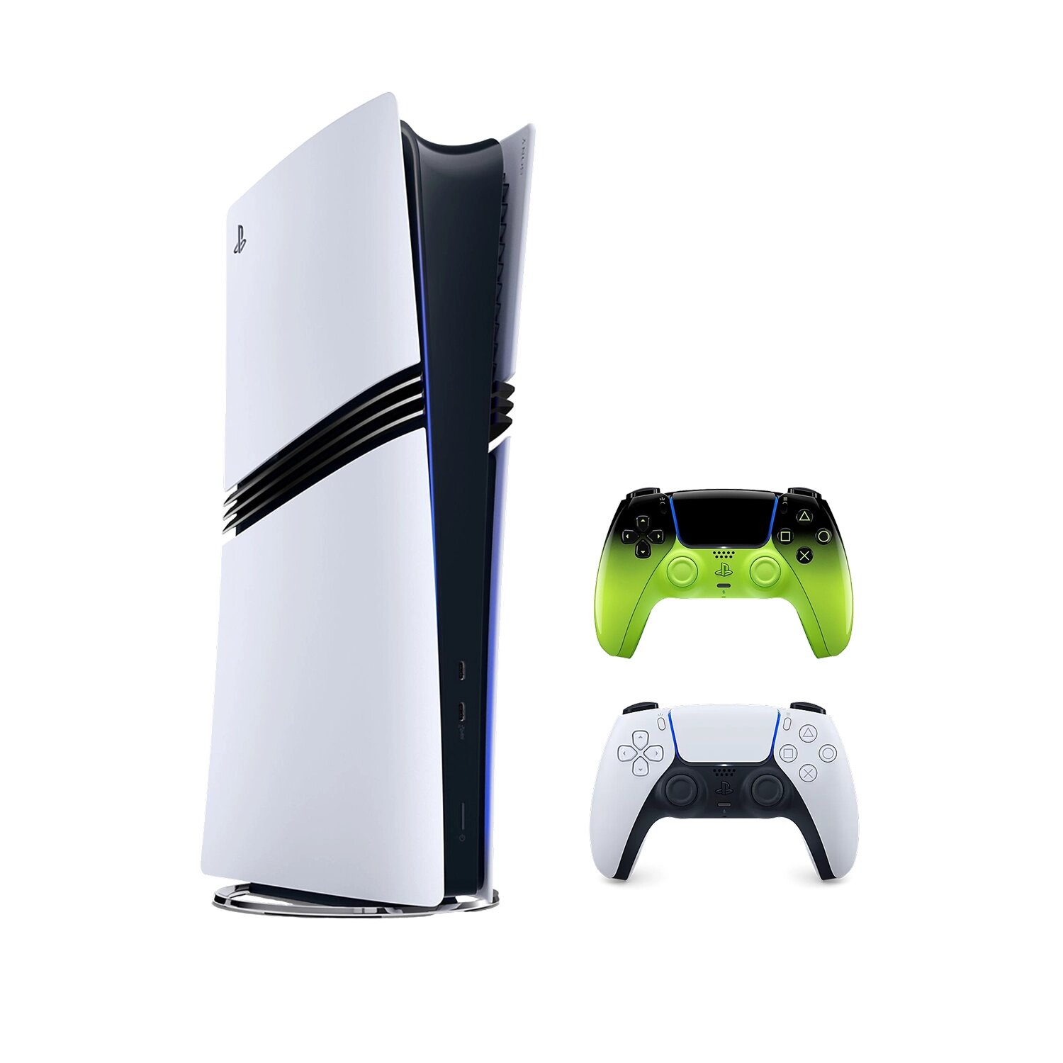 Игровая приставка Sony PlayStation 5 Pro 2 ТБ без дисковода, белая, + 2-й геймпад Dualsense Remix Green