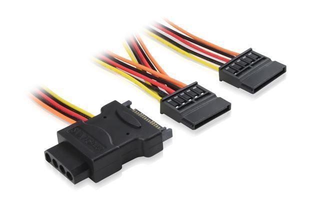 Кабель питания переходник-развитвитель GCR SATA 15pin +Molex 4pin/2x SATA 15pin