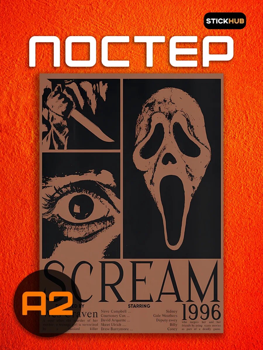 Постеры на стену интерьерные GHOSTFACE Крик