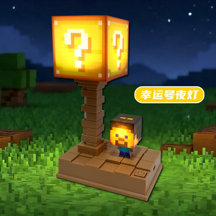 Пиксельная настольная лампа Minecraft USB 3-ступенчатая регулировка яркости Creeper атмосферный ночник Модель：Клевер