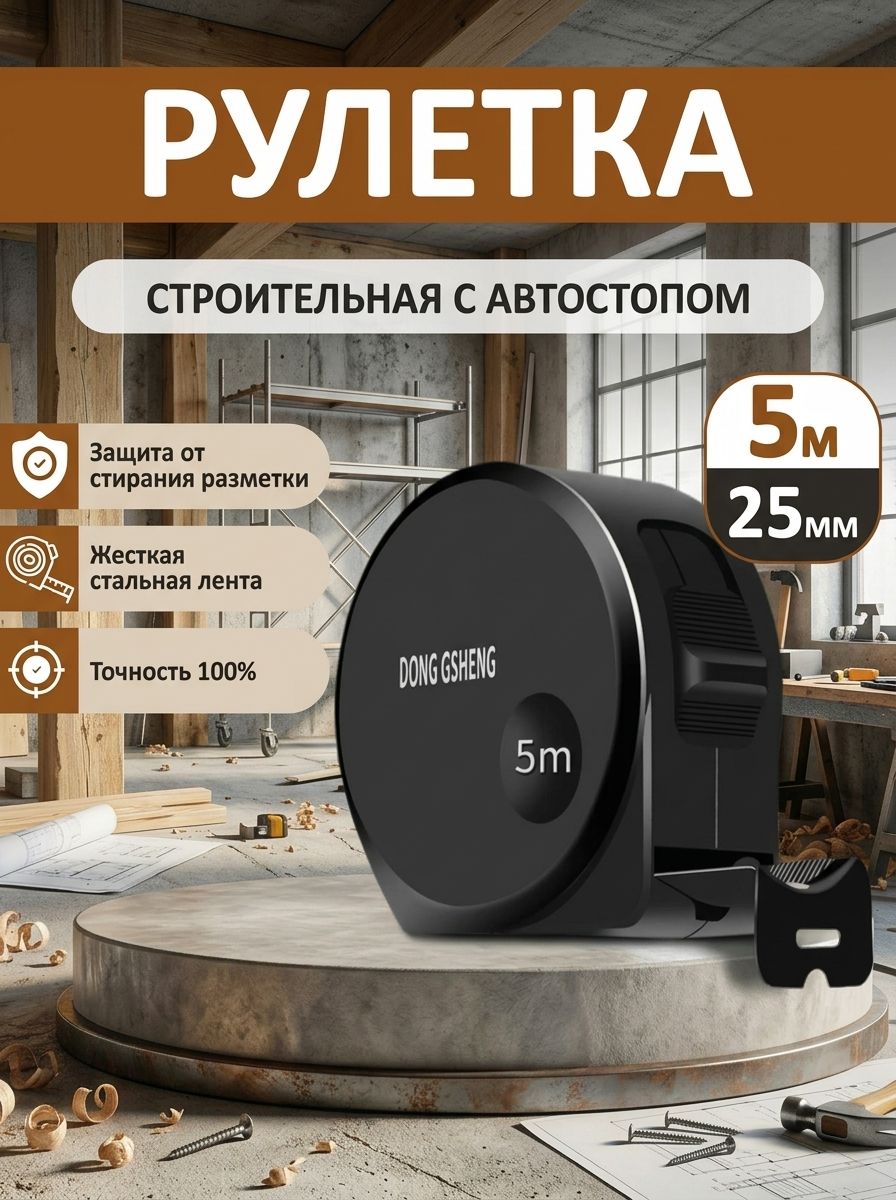 Измерительная рулетка Строительная 5м x 25мм