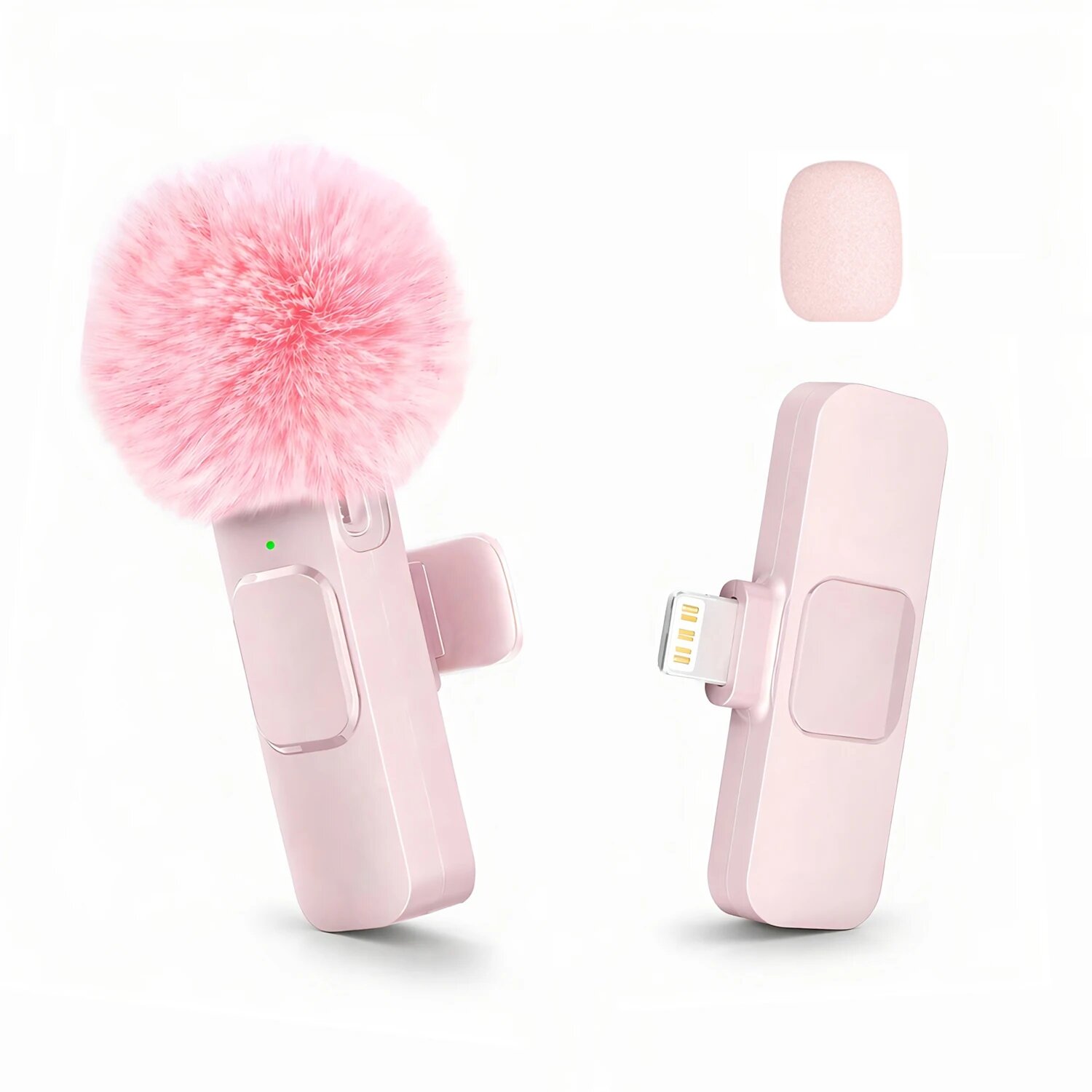 Беспроводной лаvalier микрофон HITOZON для домашних записей Розовый, Pink-Lightning-1to1