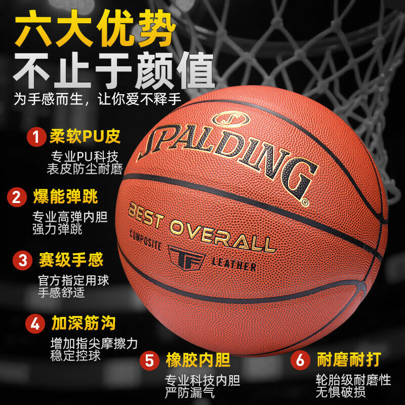 Баскетбольный мяч Spalding TF Series размер 7 из ПУ официальный для игр на открытом и закрытом воздухе износостойкий