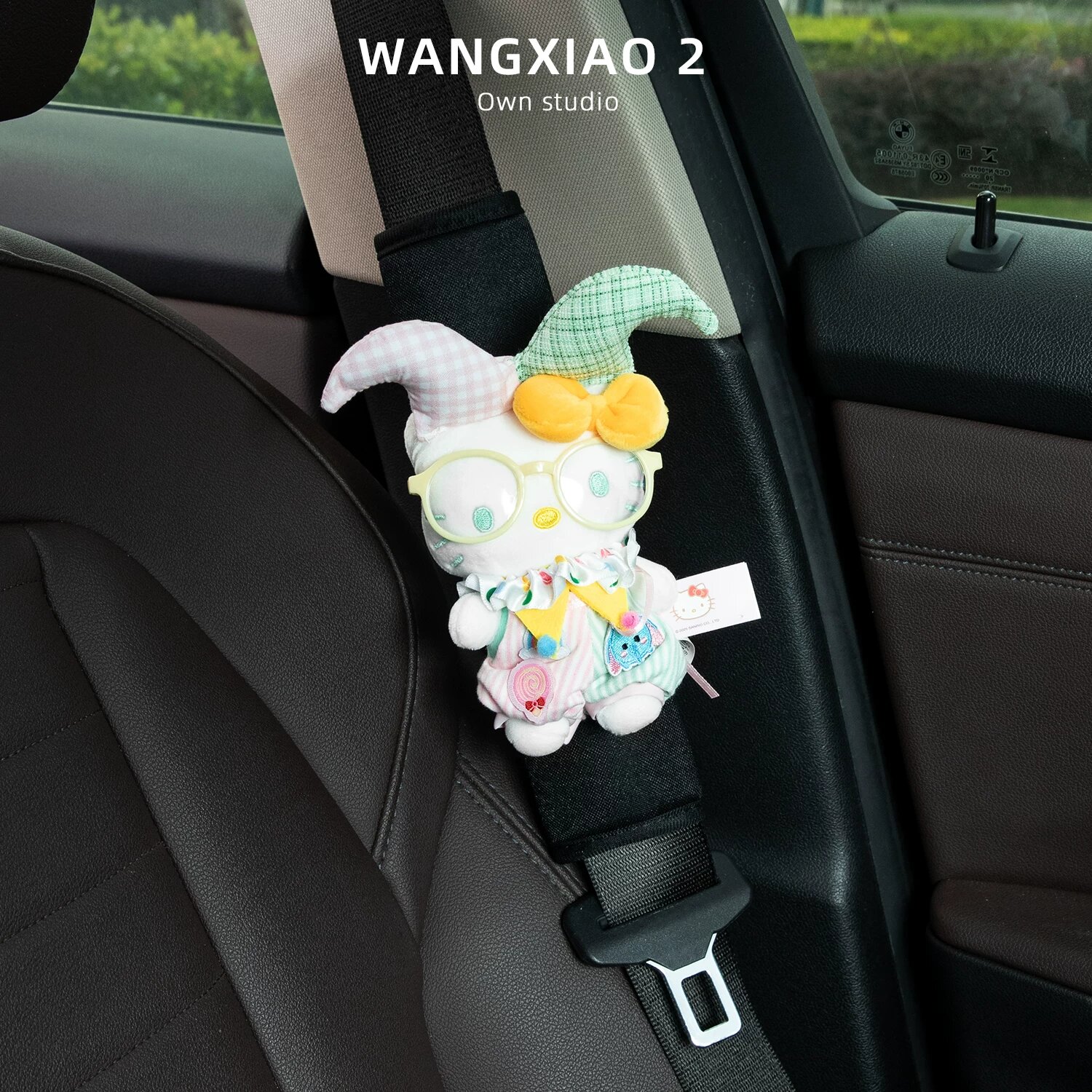 Hello Kitty автомобильный ремень безопасности с цирковым рисунком, светло-зеленый, ткань из черного шелка