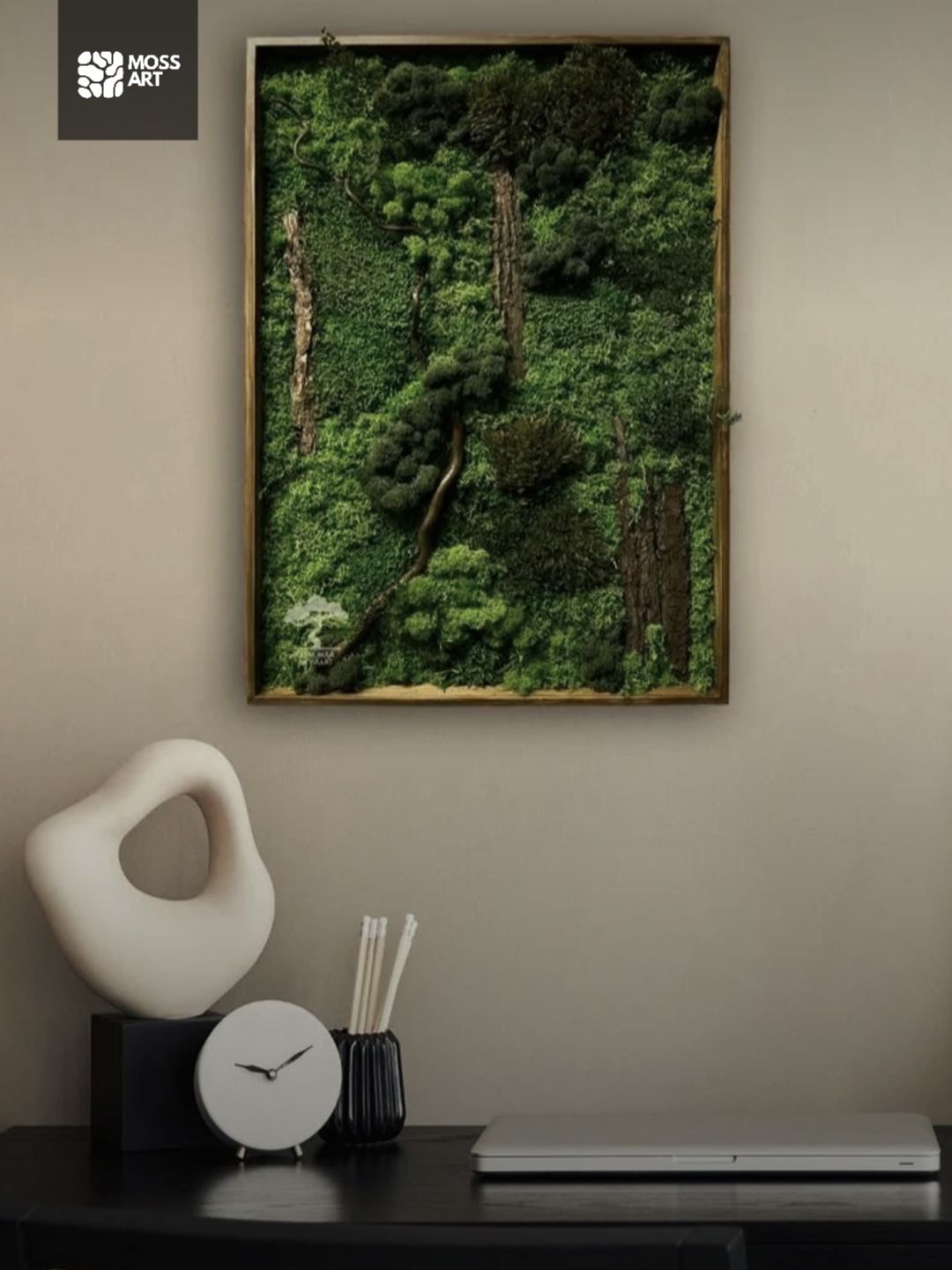 Панно/картина в раме "На опушке". Кедр, 50*70 см. Дом Мха - MossArt.
