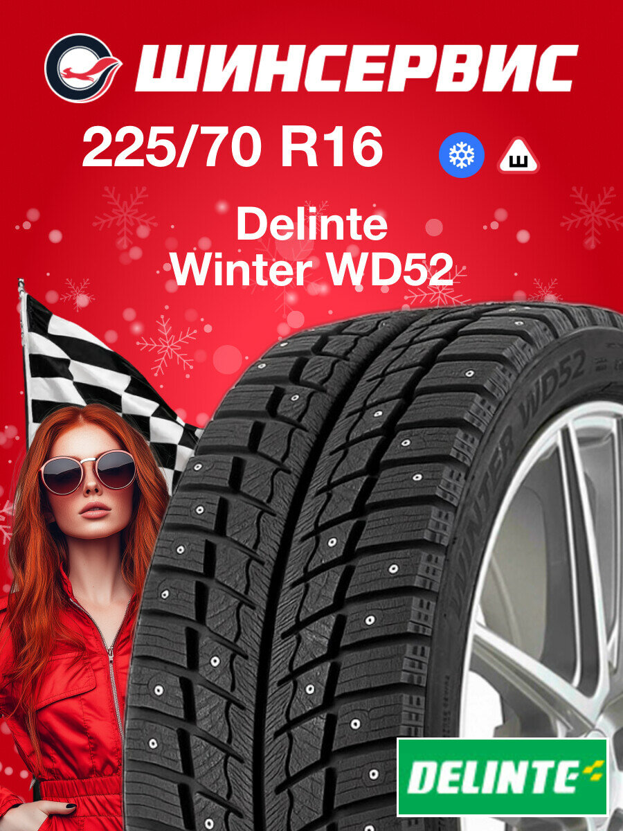 Зимняя шипованная шина Delinte Winter WD52 225/70 R16 107 T, зимняя автомобильная резина