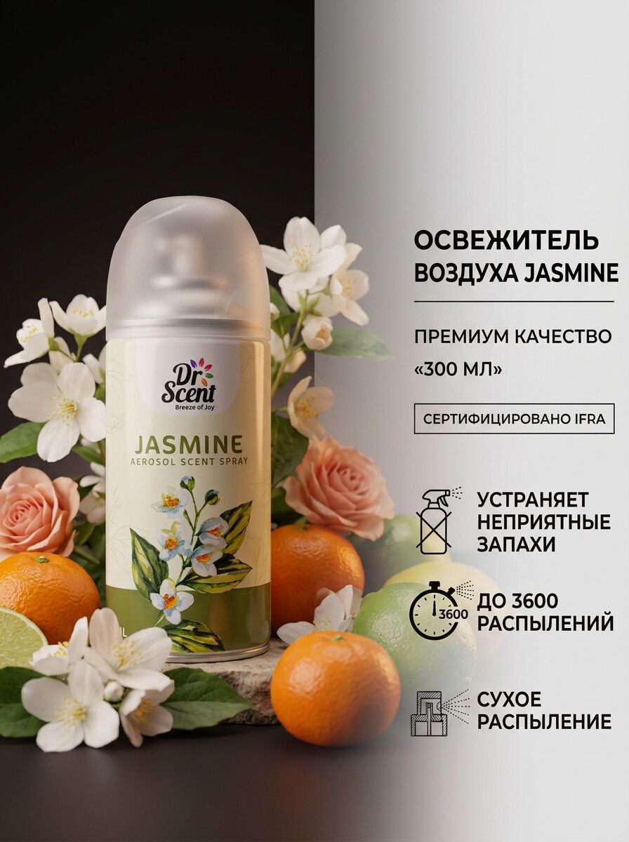 Освежитель воздуха сменный Dr Scent, Jasmine/Жасмин, 300 мл