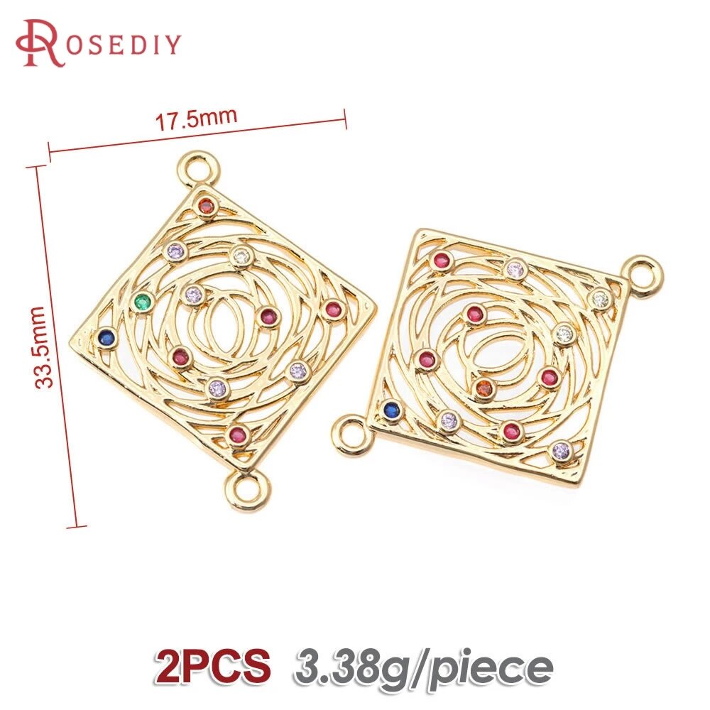 Подвески-шармы Rosediy 18K золото латунь циркон 45x38 мм 58525-18K Gold Color