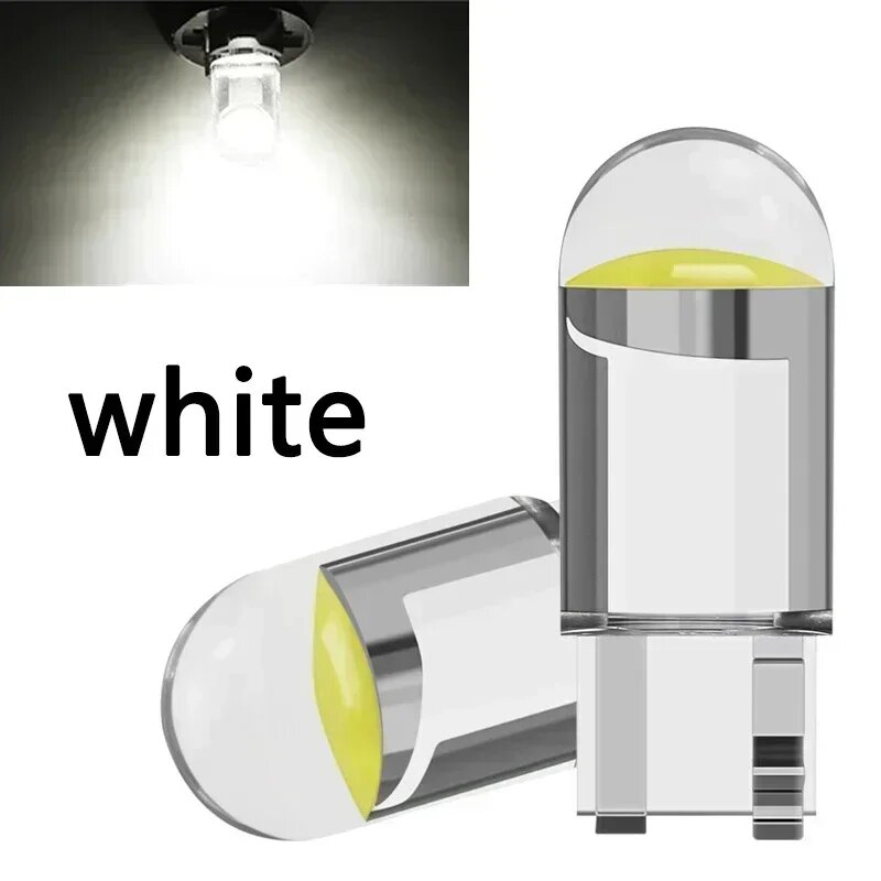 2-50 шт. Новейшие светодиодные лампы W5W T10 COB из стекла, 6000K, белые, для white, 2pcs