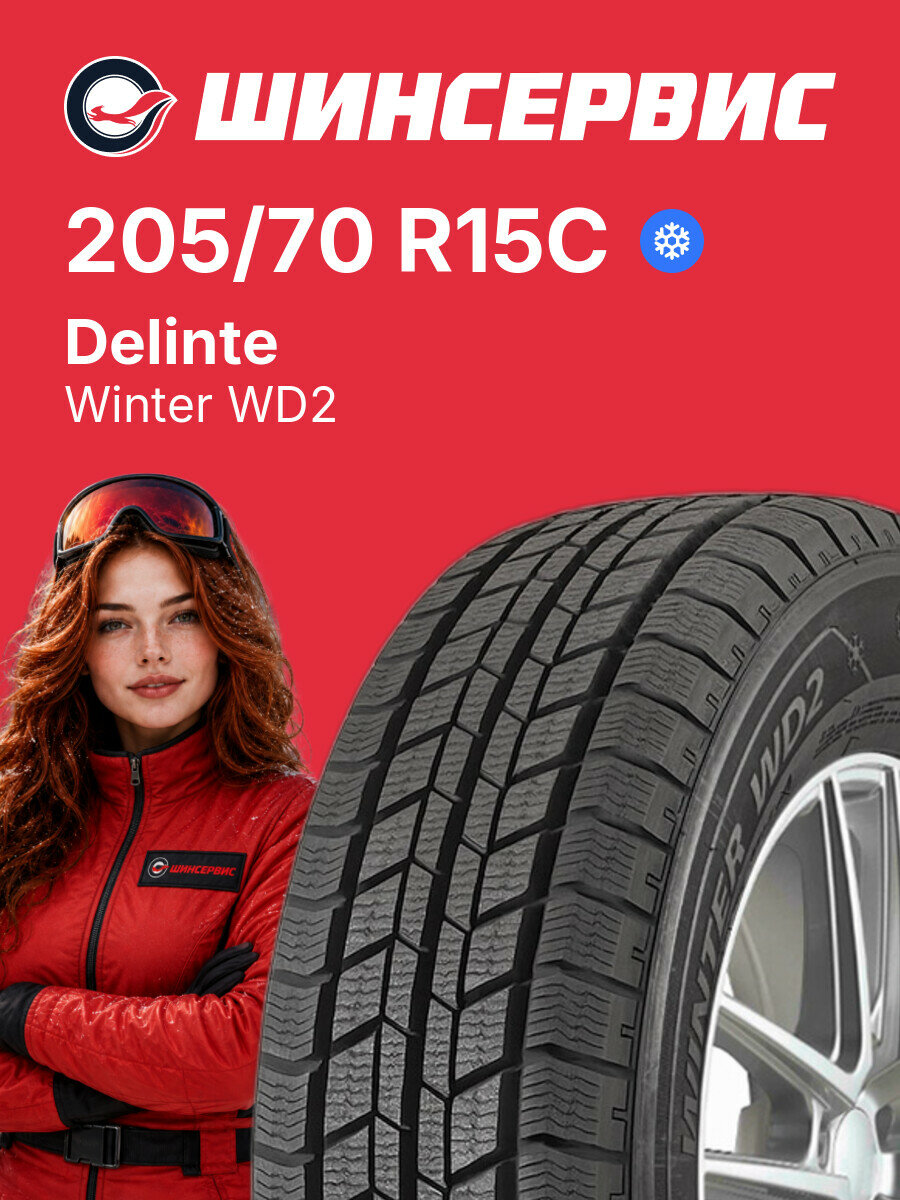 Зимняя нешипованная шина Delinte Winter WD2 205/70 R15C 106/104 S, зимняя автомобильная резина