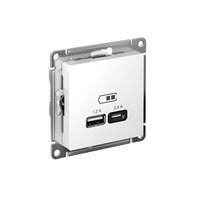Розетка USB AtlasDesign тип A+C 5В/2.4А 2х5В/1.2А механизм бел. SE ATN000139