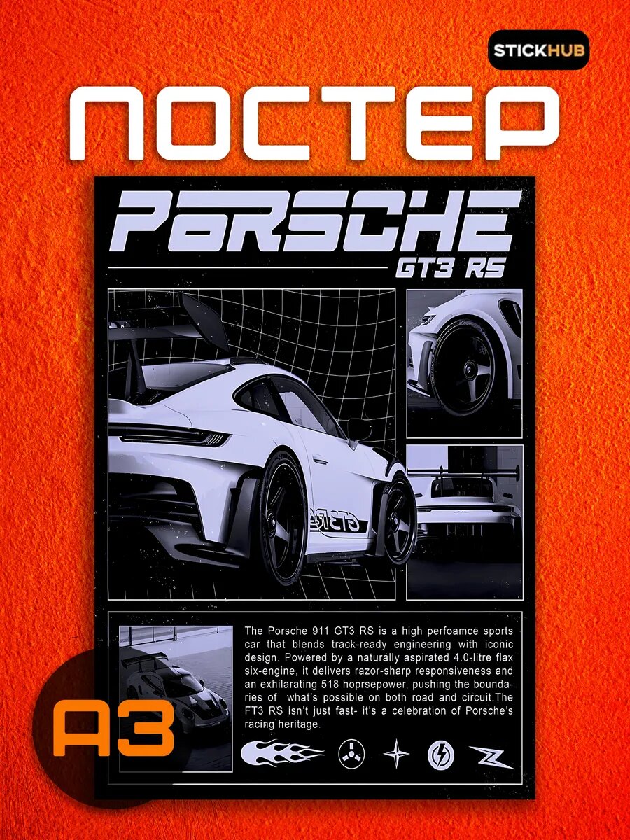 Постеры на стену интерьерные Porsche 911