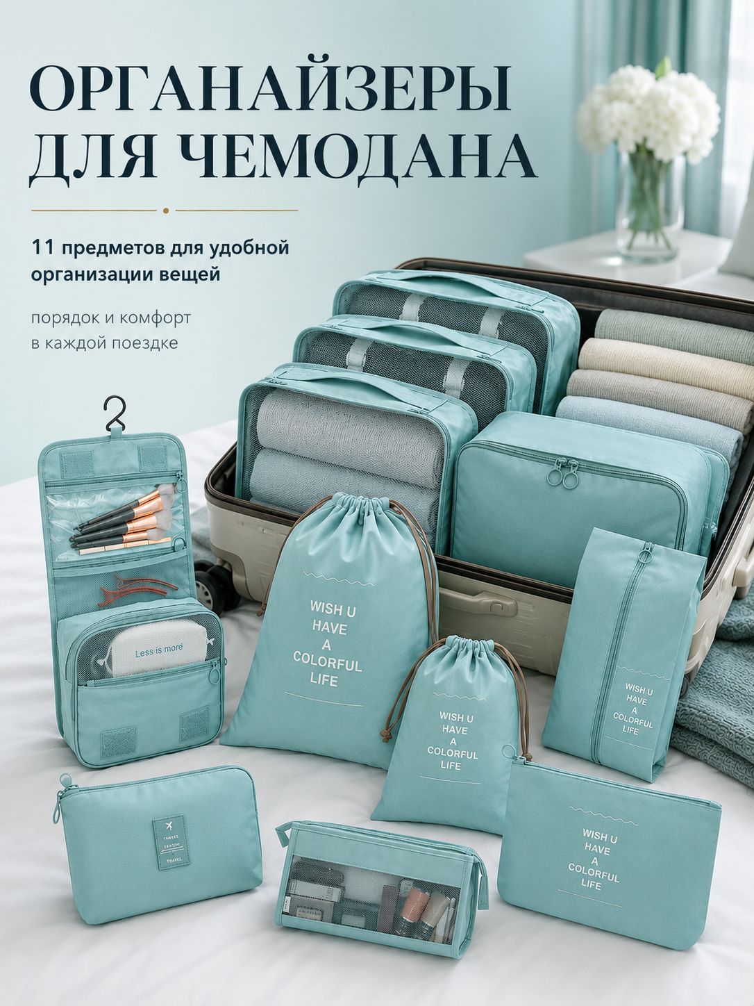 Органайзер для чемодана MatYm 11 предметов — кофры для хранения вещей