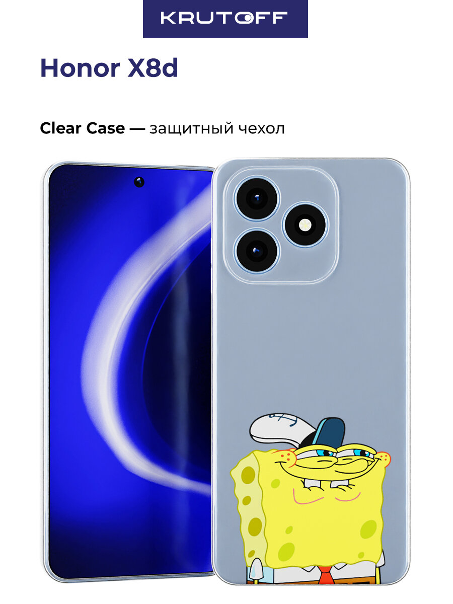 Чехол-накладка Krutoff Clear Case Губка боб мем для Honor X8d