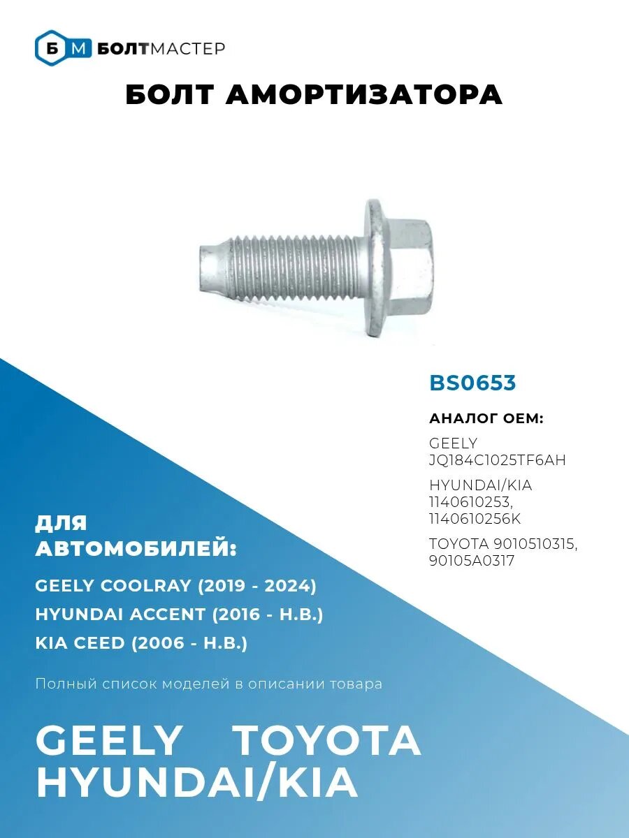 Болт амортизатора M10x1.25x25 - 10.9 BS0653