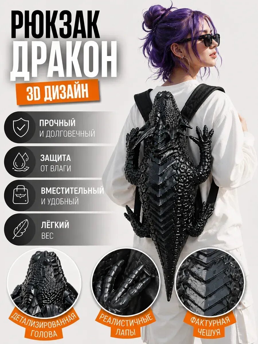 Рюкзак дракон 3D y2K в корейском стиле