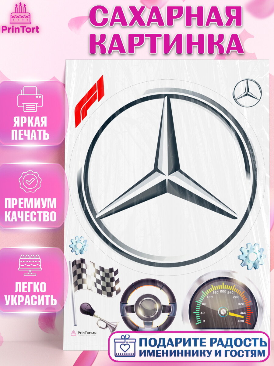 Сахарная картинка для торта Формула 1. Украшения для торта мужчине на День Рождения. Декор для выпечки PrinTort
