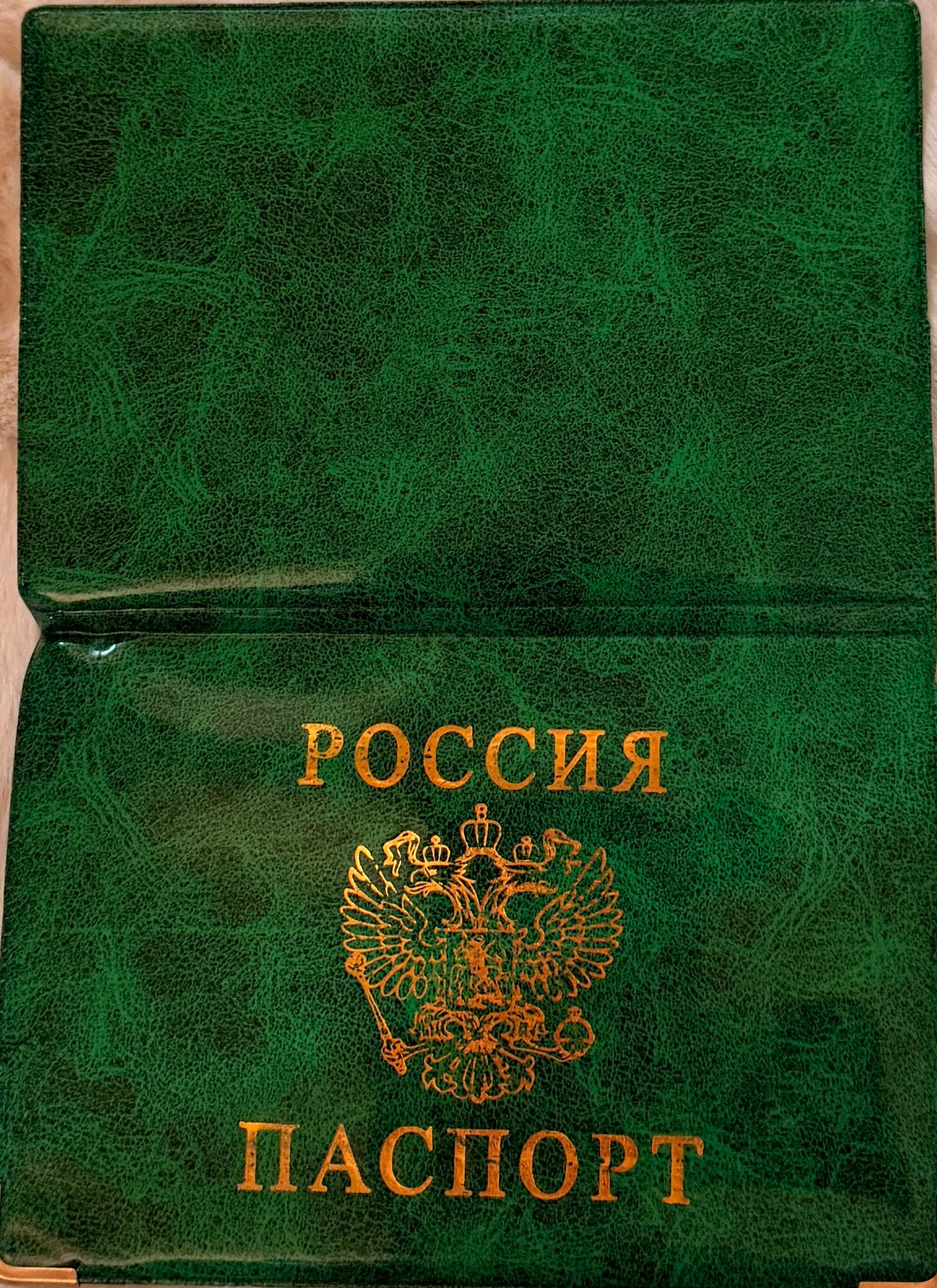 Обложка на паспорт зеленая с гербом России
