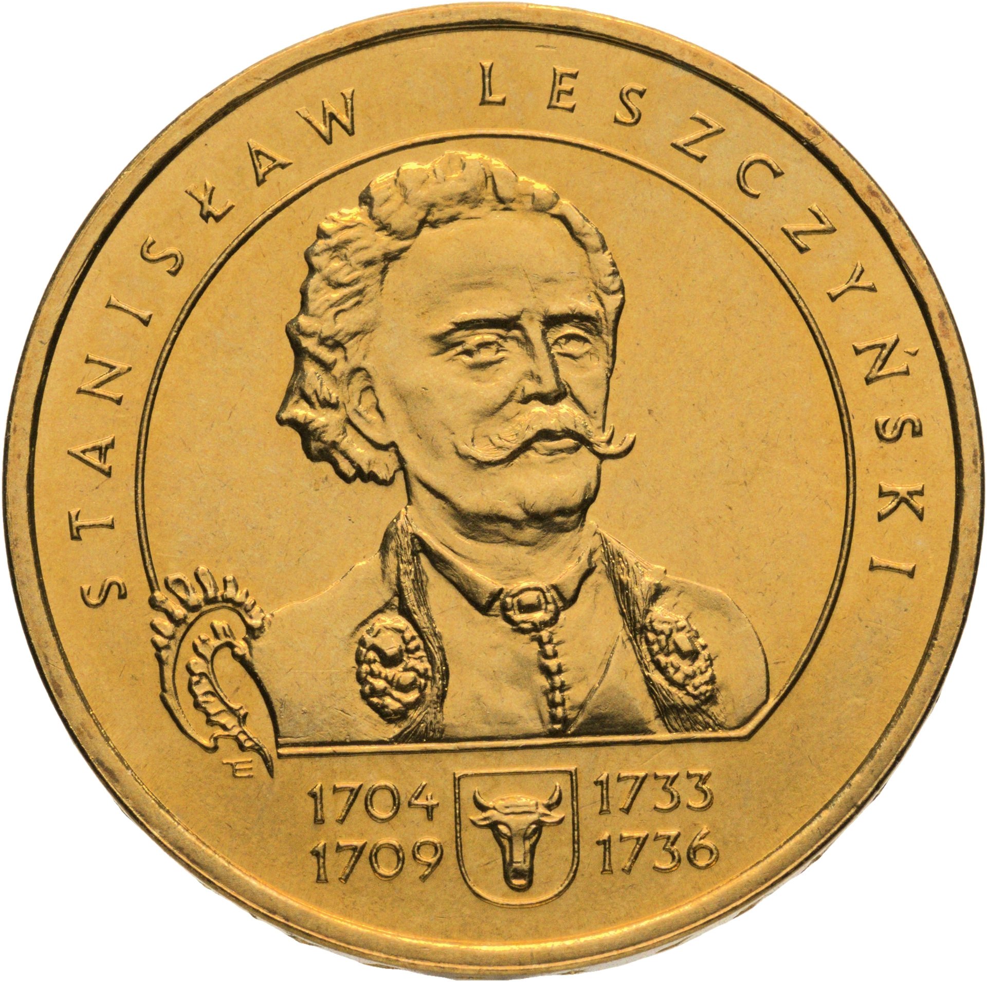 Польша 2 злотых zlote 2003 Польские Короли - Станислав I Лещинский 1704-1709; 1733-1736, Латунь, в сохранности UNC