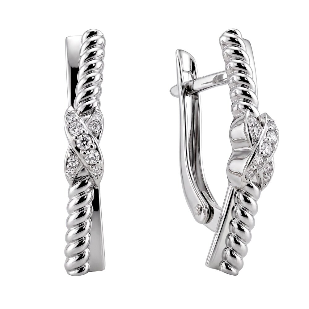 Серьги, серебро, 925 проба, родирование, фианит