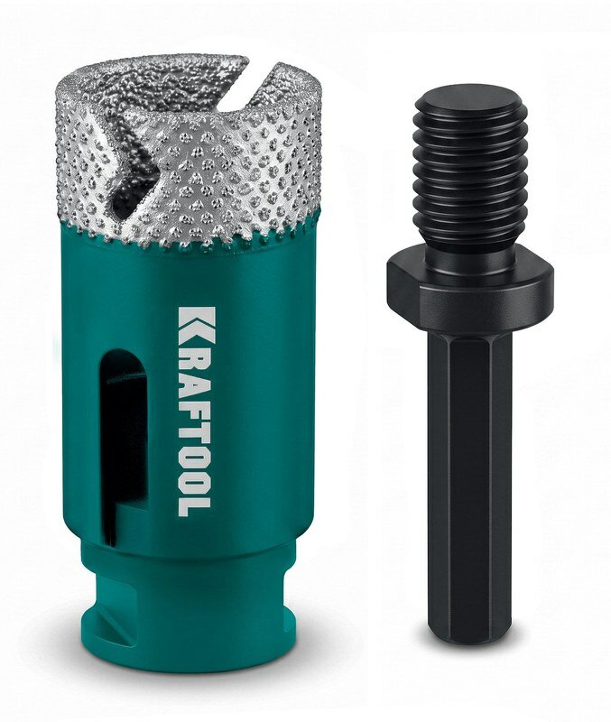 Коронка Kraftool 29890-32 VS Diamond d 32 М14, HEX10, Вакуумная алмазная по керамограниту