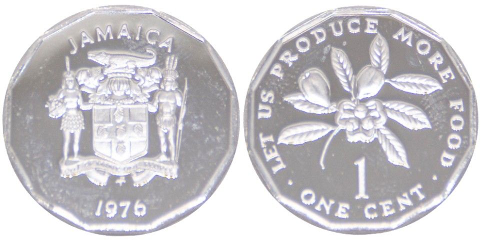 Ямайка, 1 цент 1976 год