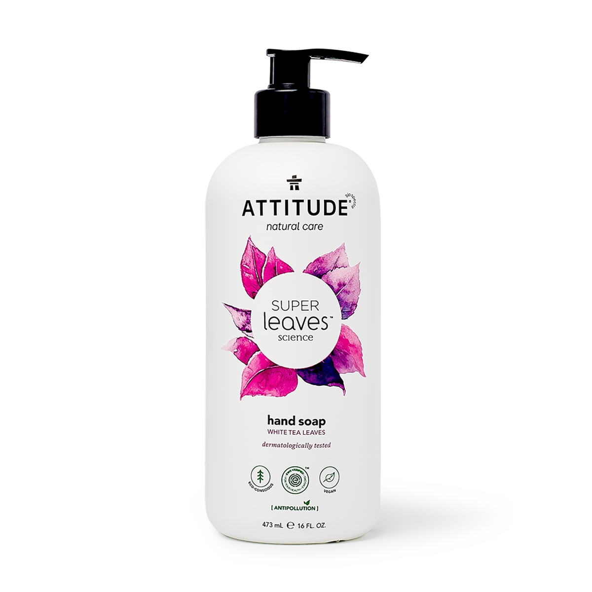 Мыло жидкое Attitude "Super Leaves", бутылка с дозатором, 473 мл