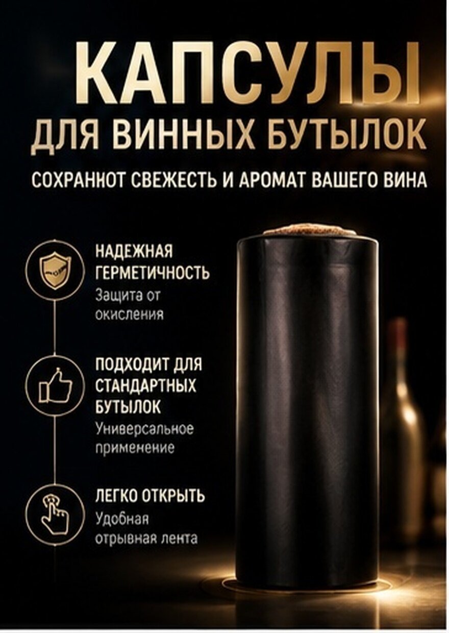 50 Штук Пластиковые Теплосъёмные Крышки Для Бутылок Вина Размер 6.00X3.00X3.00Cm