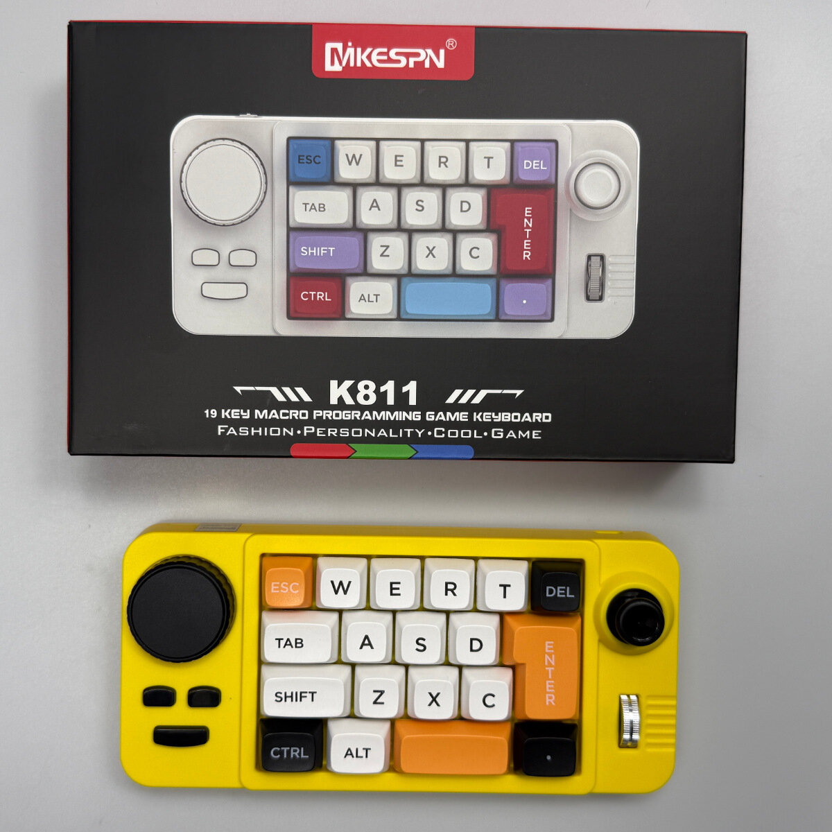 Механическая игровая клавиатура с джойстиком и RGB подсветкой, 19 клавиш, горячая замена переключателей, ярко-желтый цвет упаковки