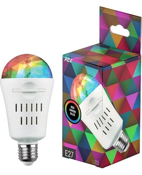 Лампа светодиодная проекционная DISCO, RGB, со сменными тематическими картинками, 4Вт, E27, 32453 9, REV