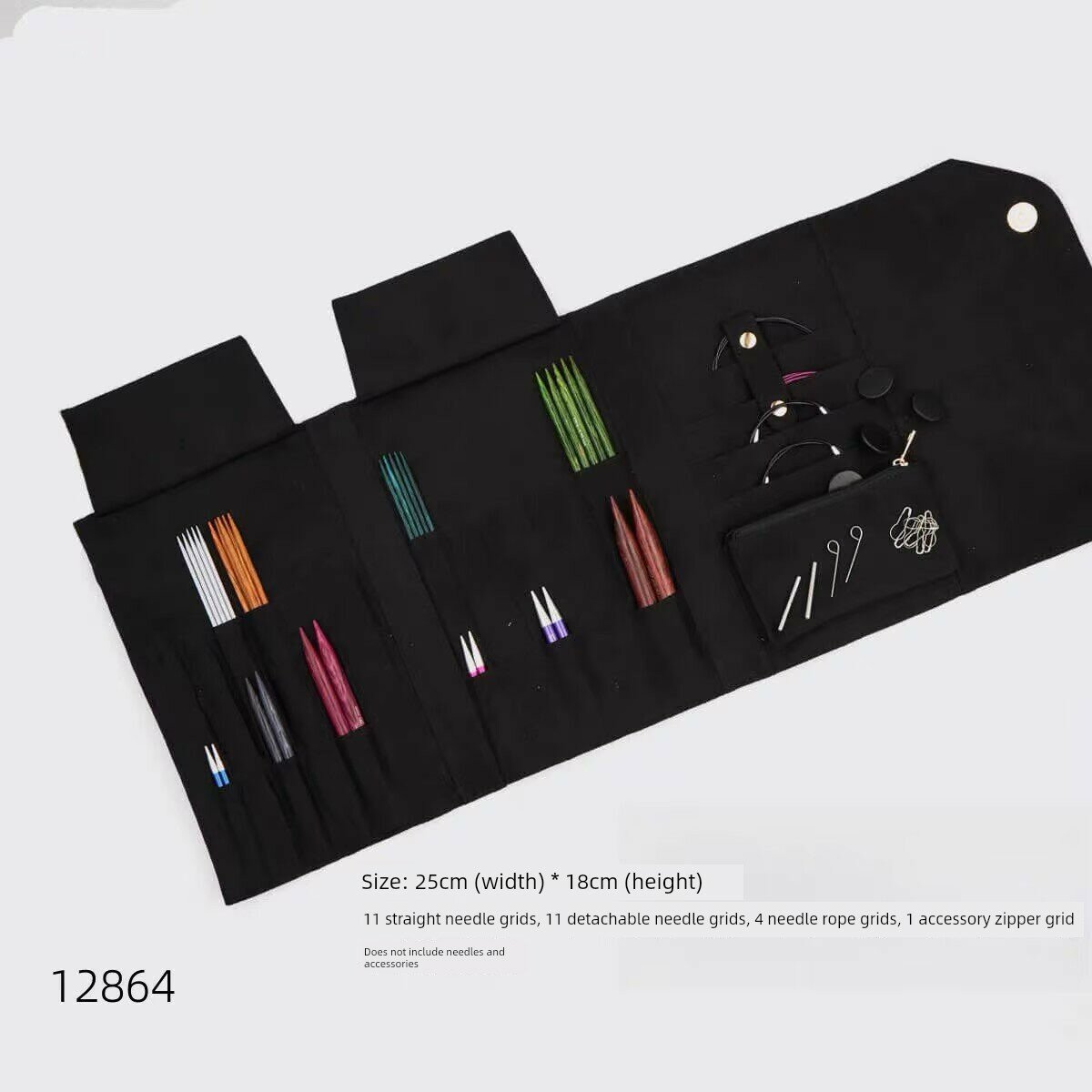 Комбинированный чехол для спиц KnitPro - серия угольный 12864, комплексное хранение