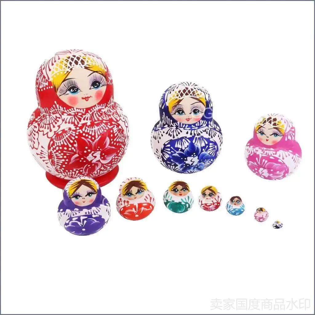 Матрешки расписные разноцветные, деревянные
