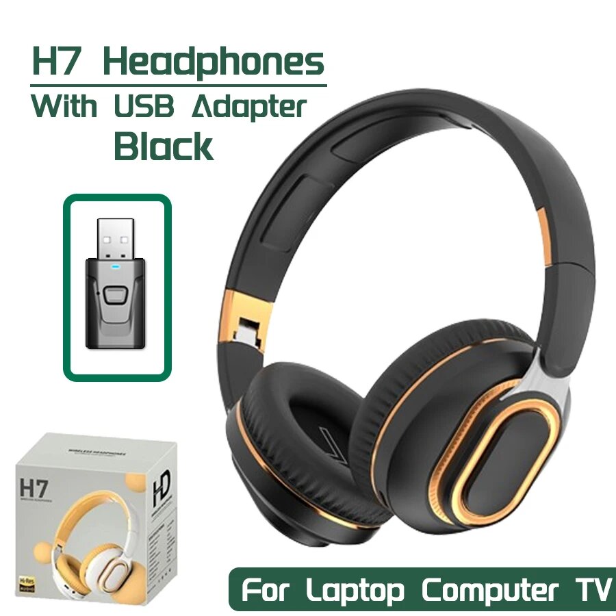 Bluetooth-наушники H7 для ТВ с адаптером Black With Adapter