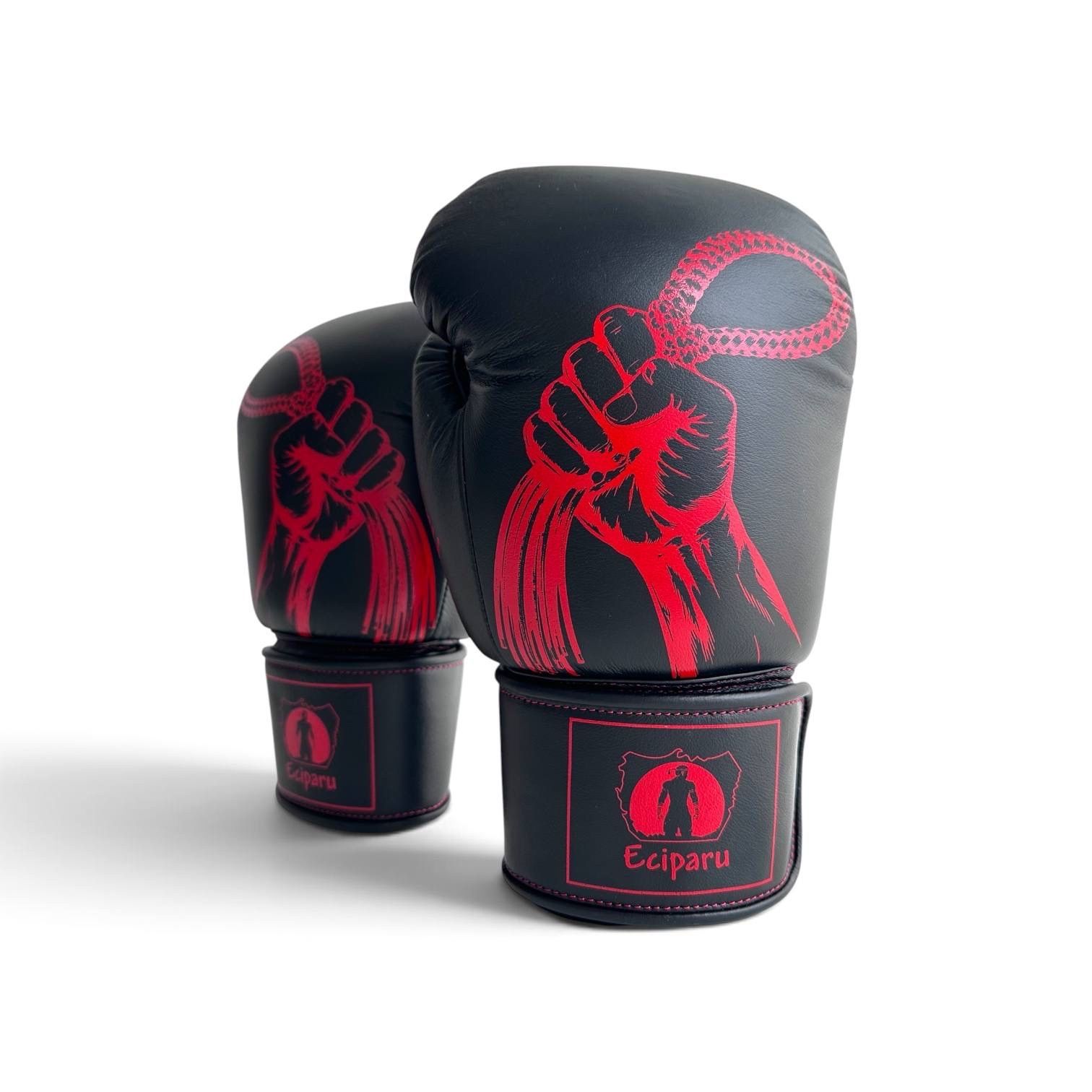 Боксерские перчатки Ecipa BGV8 black 14oz (Натуральная Кожа)