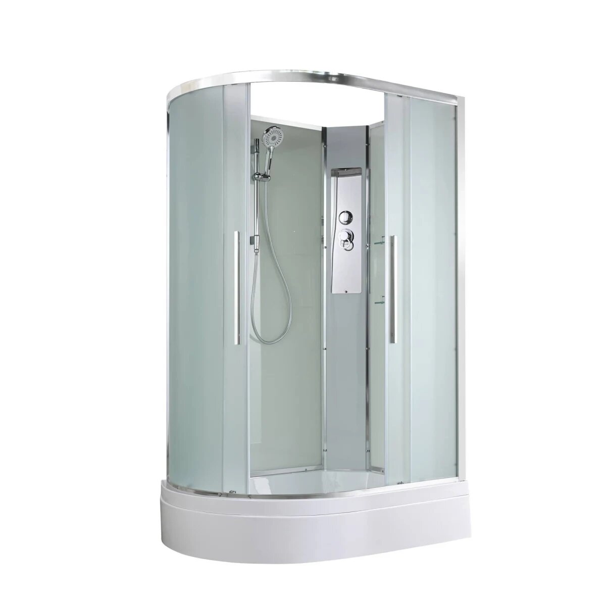 Душевая кабина AvaCan EM3812RN без крыши, 120x80x208 см, асимметричная, средний поддон, профиль алюминий