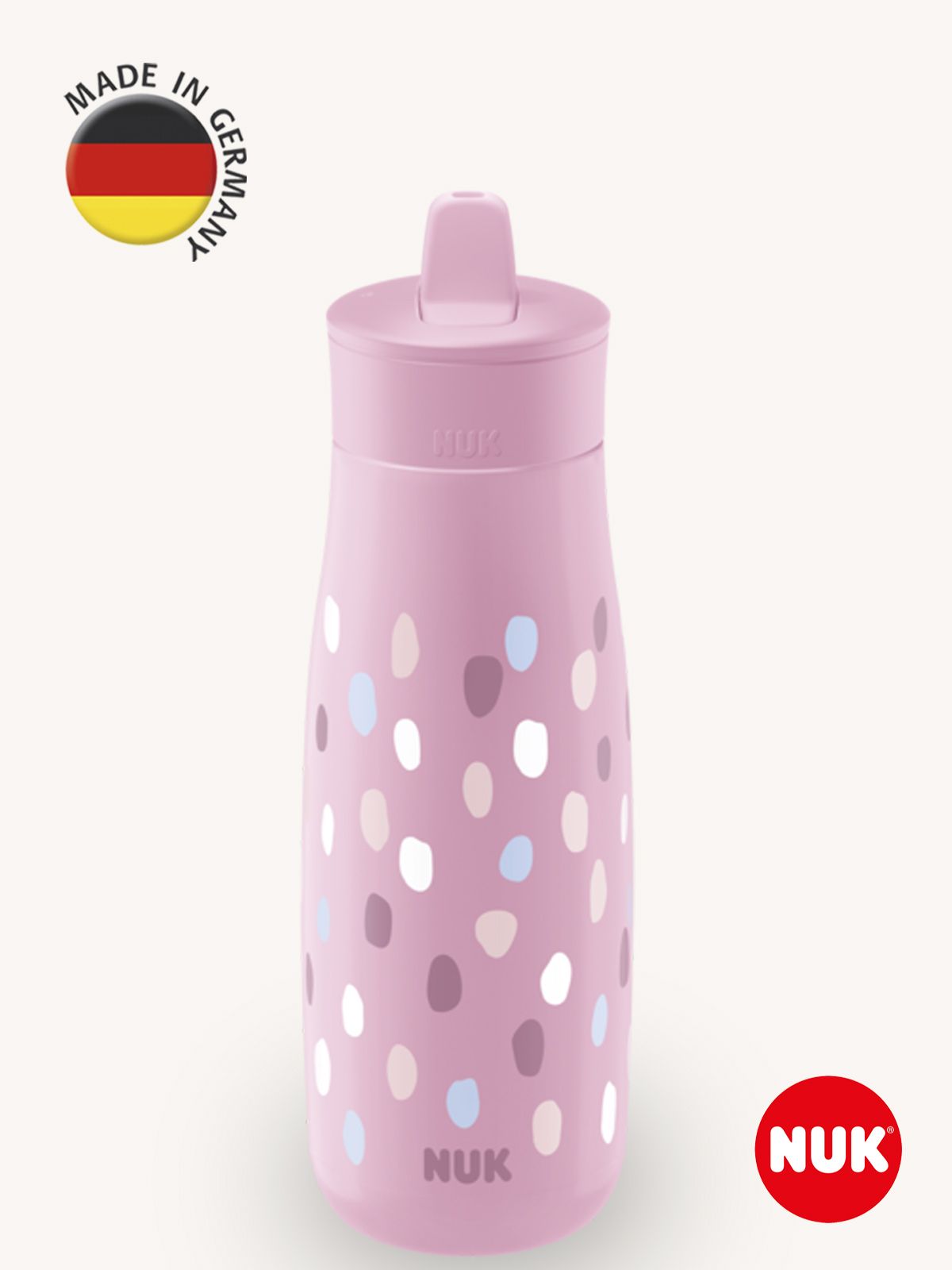 Поильник для девочки с 12 месяцев NUK MINI-ME FLIP 450 мл розовый пятнышки