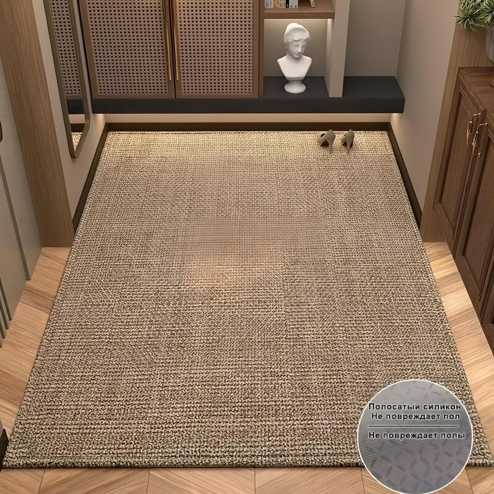 Коврик придверный YYD Carpet, 100x120 cм, этнический рисунок, светло-коричневый