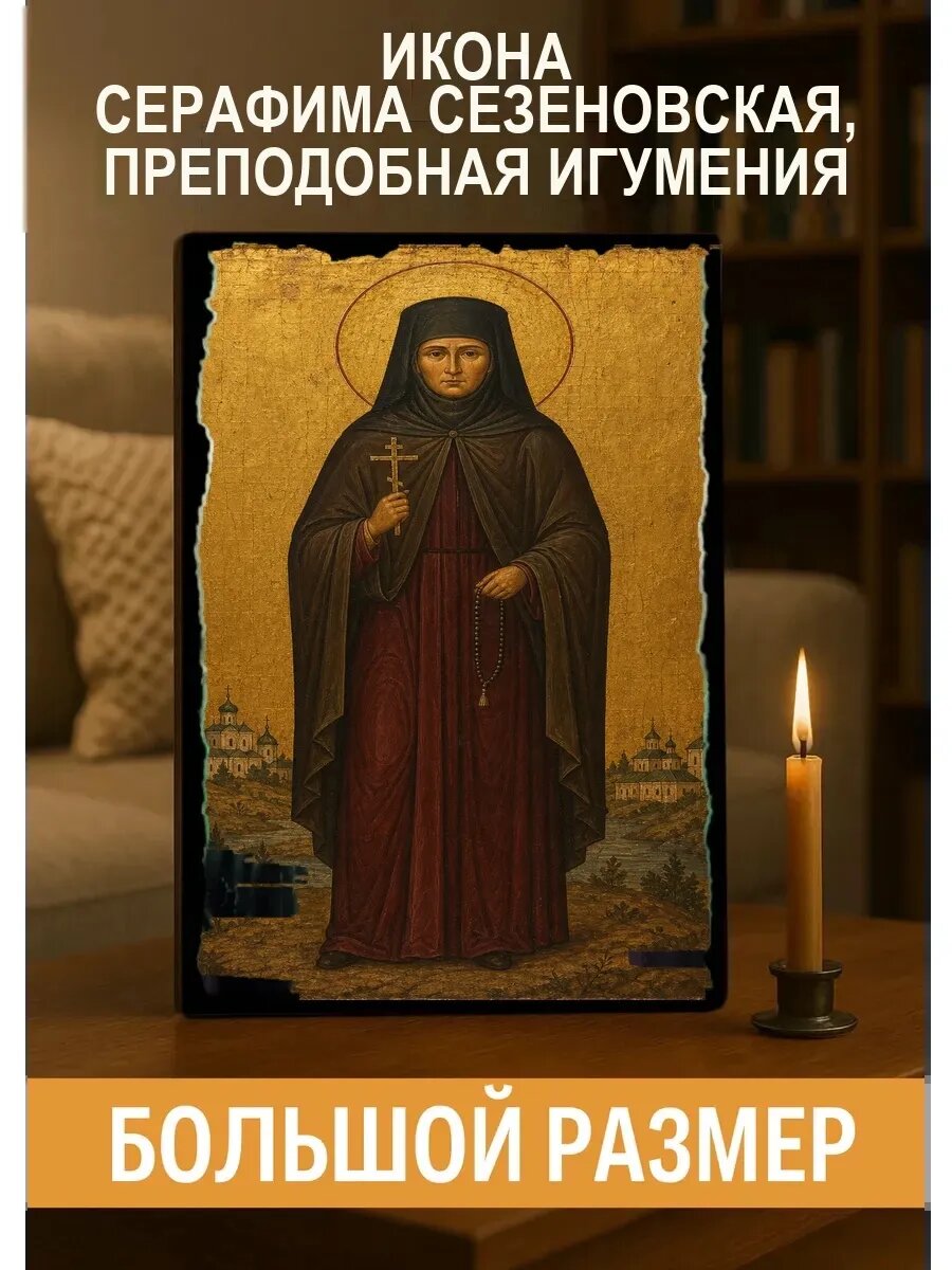 Икона Серафима Сезеновская, на дереве, 30×40 см, освящённая, ручная работа