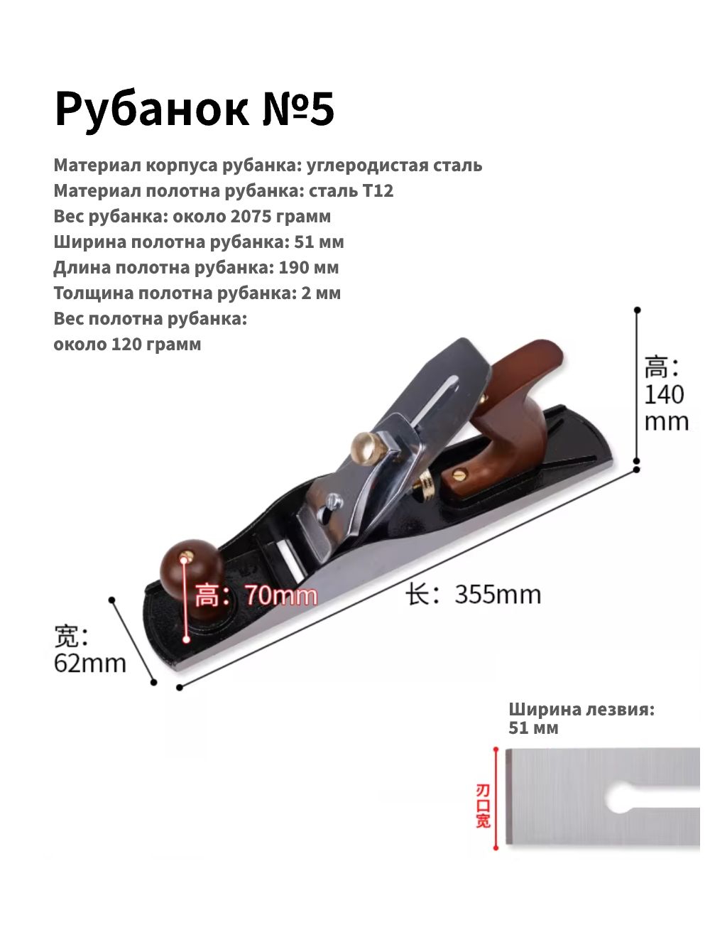 Рубанок Kraftwell европейского образца
