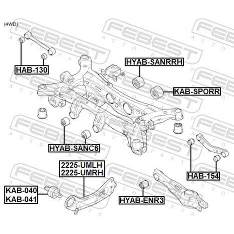 Рычаг зад. продольный лев. KIA SORENTO 15 14- FEBEST 2225UMLH