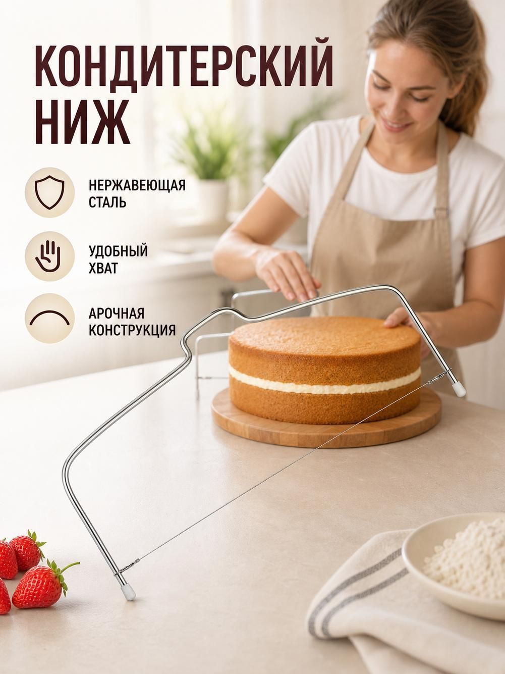 Струна для нарезки бисквита, Нож струна для бисквита